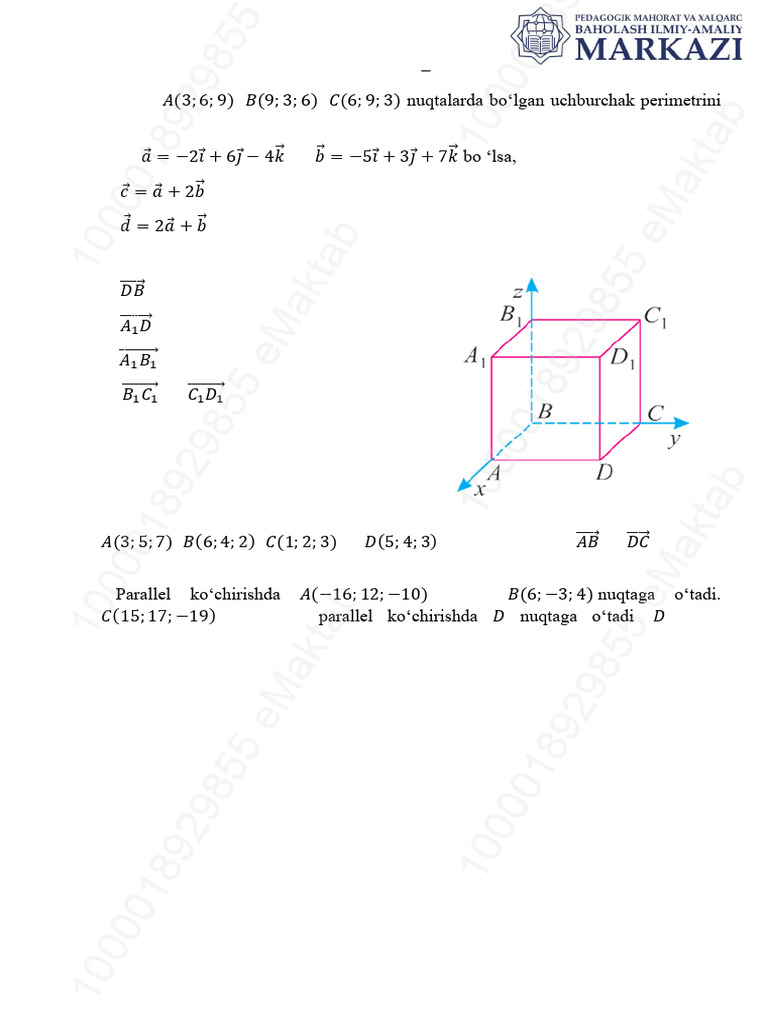 11 Sinf Umumta'Lim Geometriya I Chorak BSB-1 | PDF