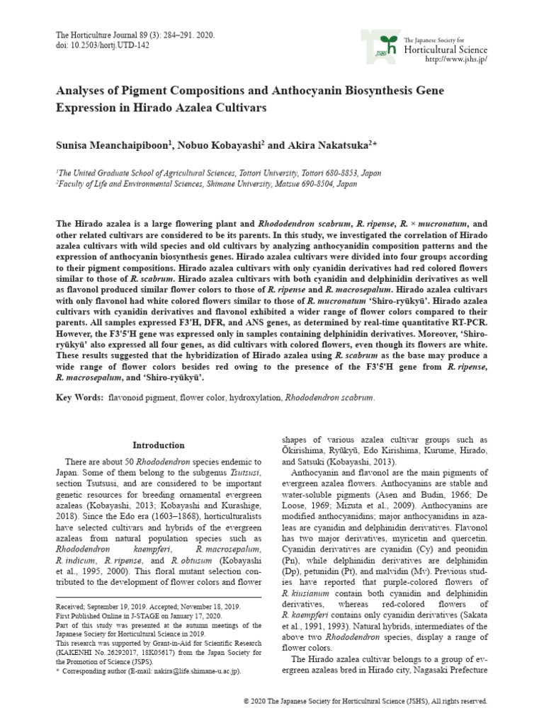 Azalea - Flavonoid - Biosynthesis Genes | PDF | Complementary Dna ...