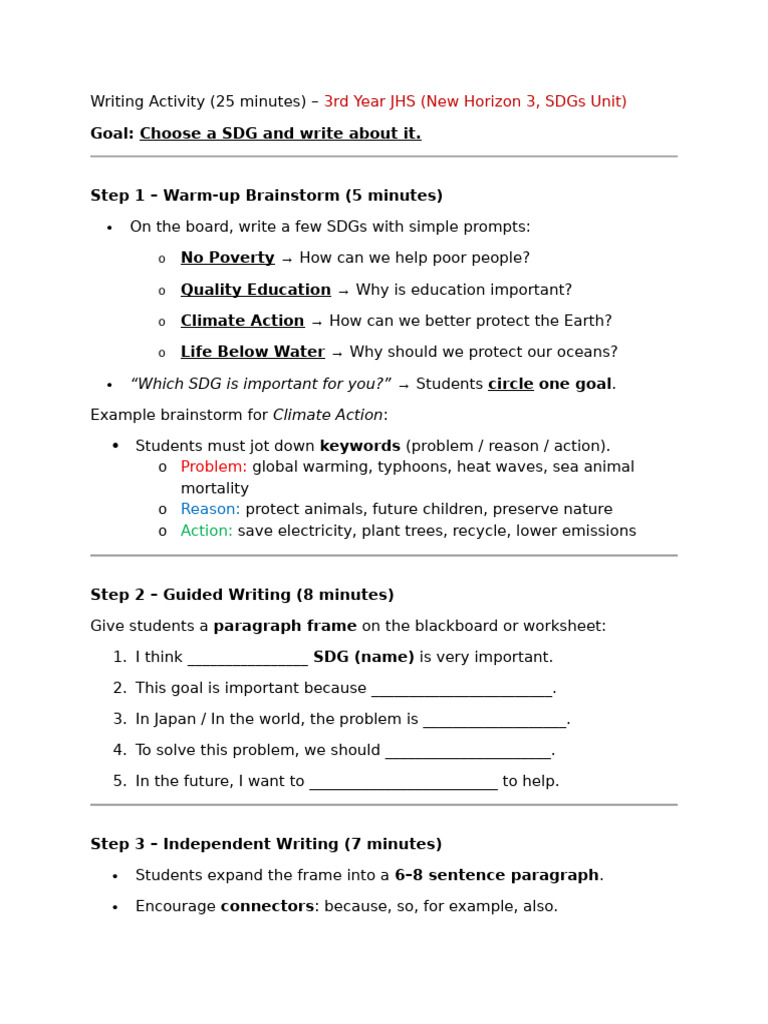JHS Grade 3 Writing Activity | PDF | Climate | Nature
