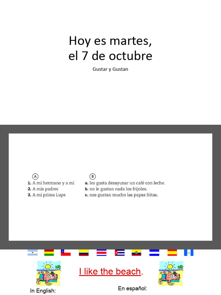 Spa 2 Oct 7 2025 Gustar y Gustan 2 | PDF | Semantic Units | Syntax