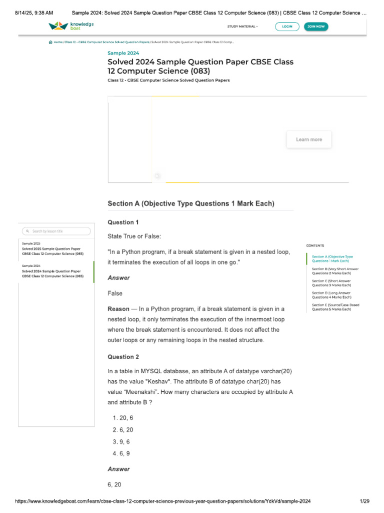 Cbse 12th 2024 Sample Paper MMM | PDF