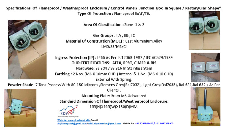 Flameproof Weatherproof Enclosure Specs | PDF