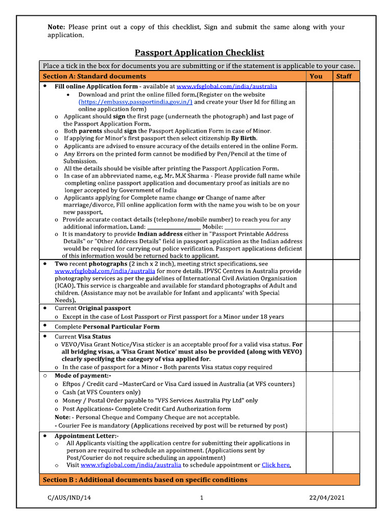 Application Checklist Pdf