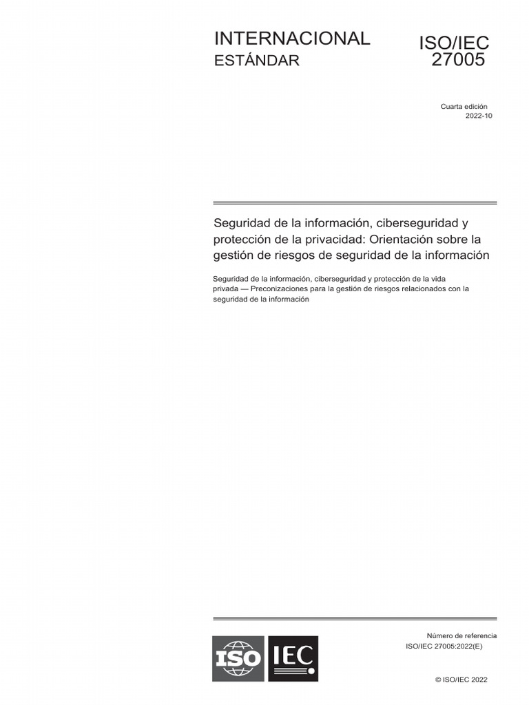 Iso 27005 2022 | PDF | Riesgo | Seguridad de información