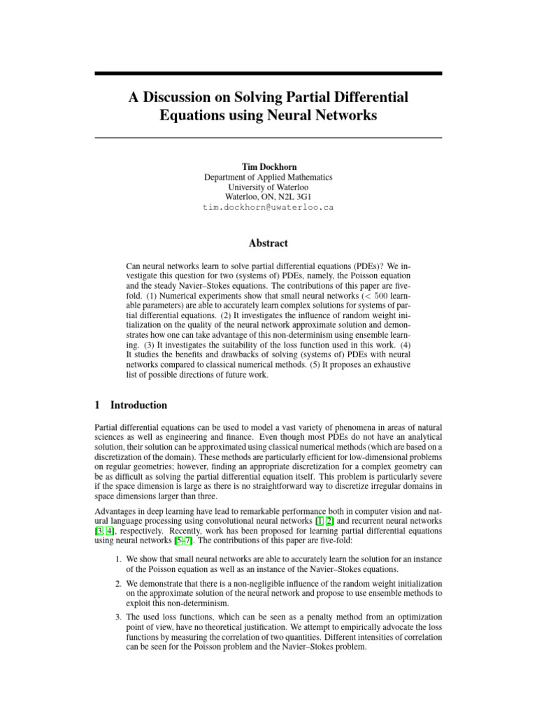 Solution of P. D Equation by Neural Network | PDF | Partial ...