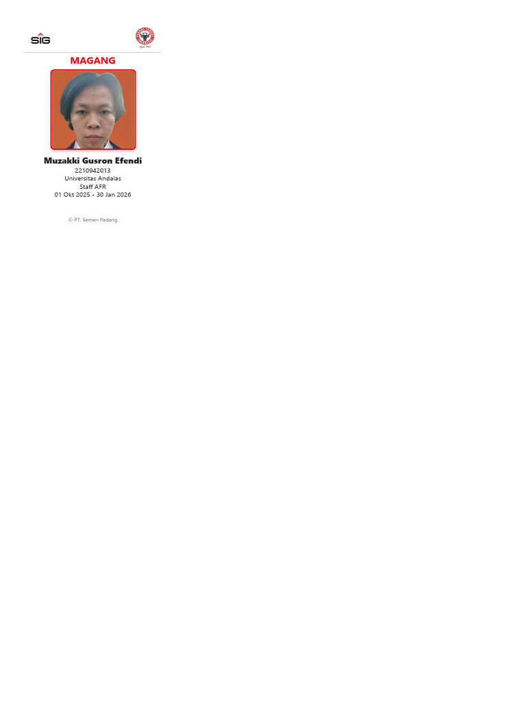ID Card Magang Muzakki | PDF