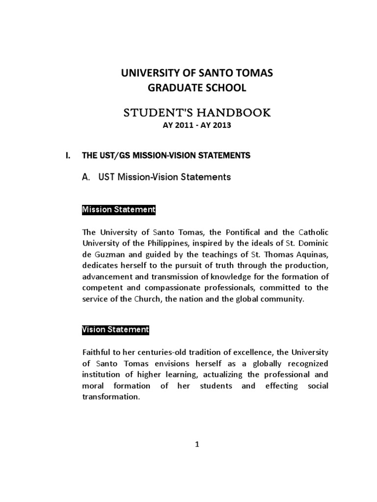 UST Graduate School Handbook 2011-2013 | PDF | Thesis | Doctor Of ...