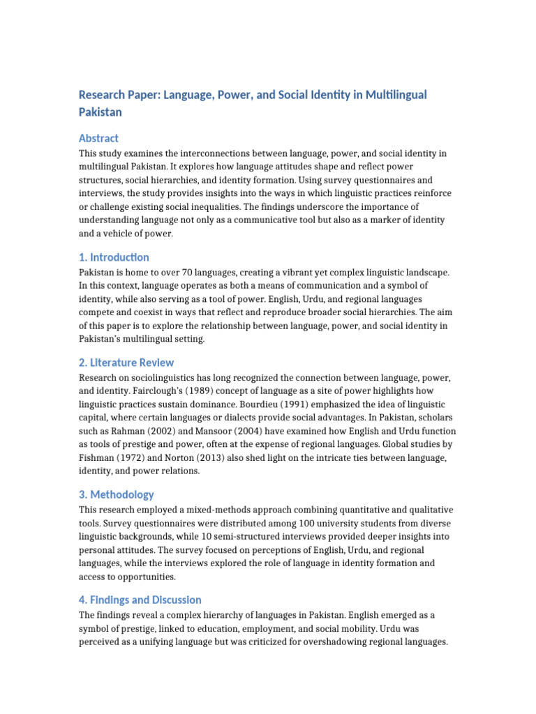 Language and Power in Multilingual Pakistan | PDF | Linguistics ...