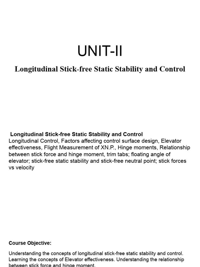 ASC UNIT-II Longitudinal Stick-Free Static Stability and Control | PDF | Flight Control Surfaces ...