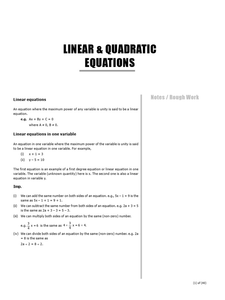 Solving Linear Equations Explained | PDF | Equations | Quadratic Equation