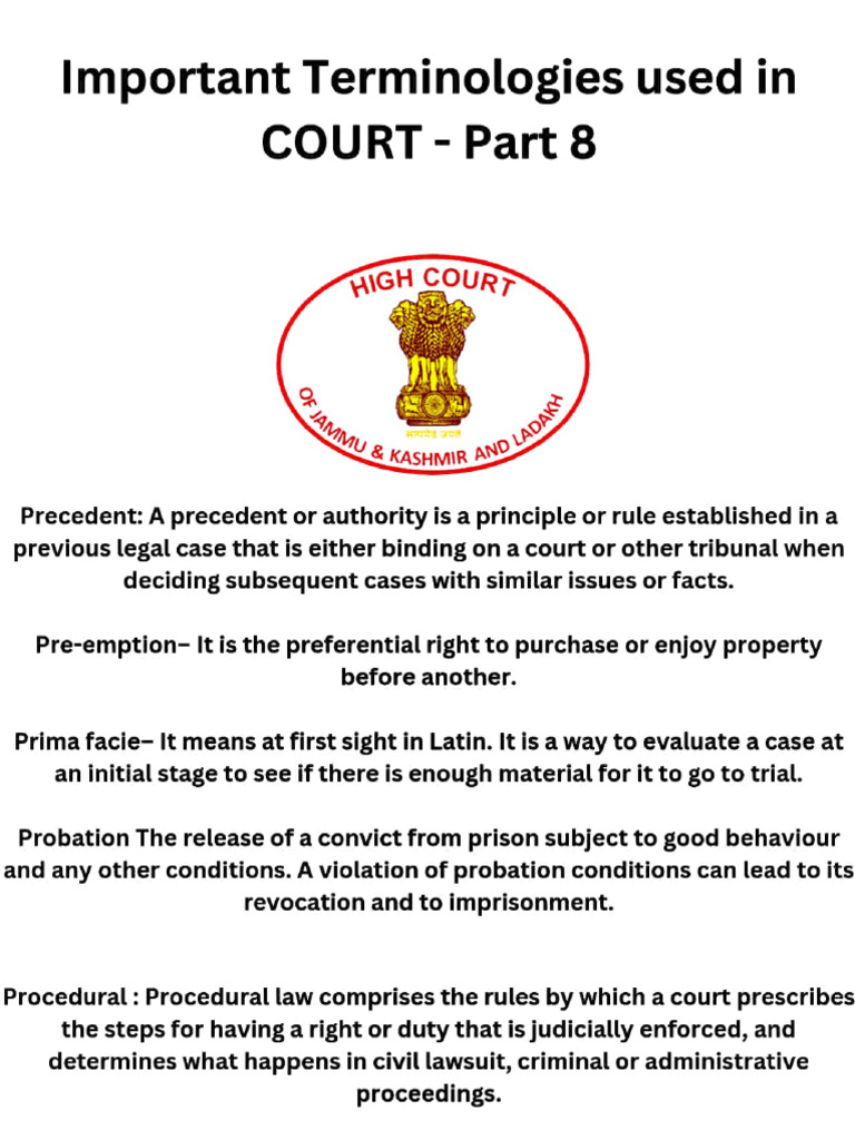Important Terminologies Used in Court Part 8 - 43048970 - 2024 - 12 ...