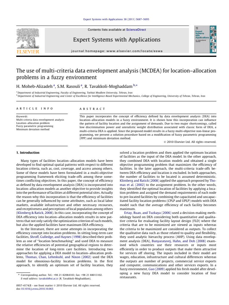 The Use of Multi-Criteria Data Envelopment Analysis (MCDEA) For ...