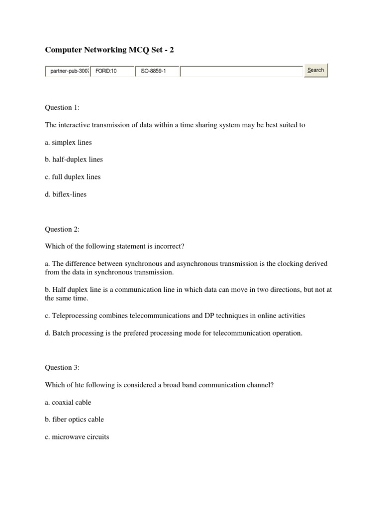 Computer Networking MCQ Se2 | PDF | Teaching Methods & Materials ...