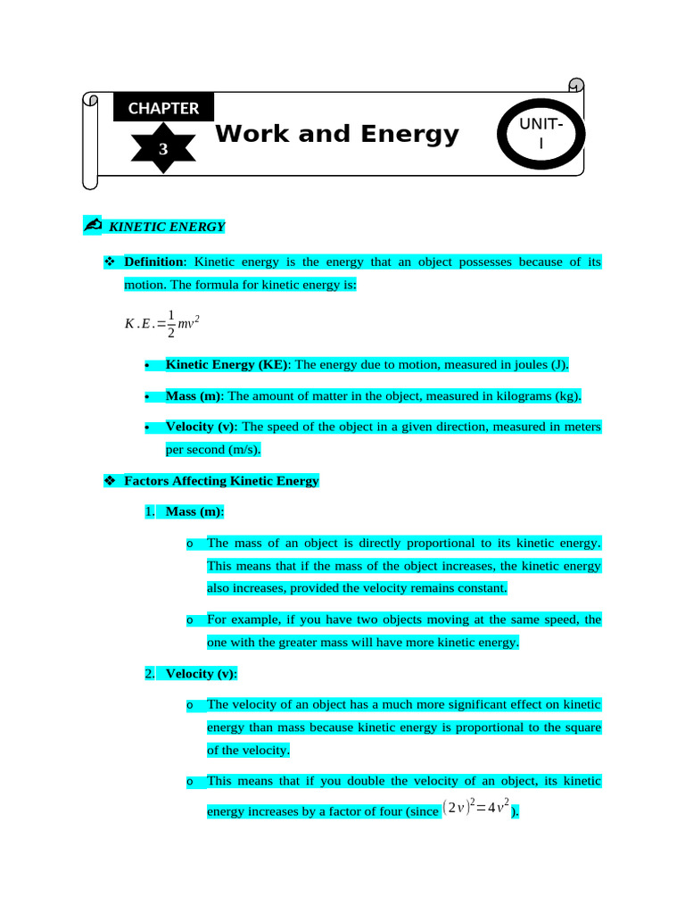 Chapter-3 Work and Energy | PDF | Potential Energy | Force