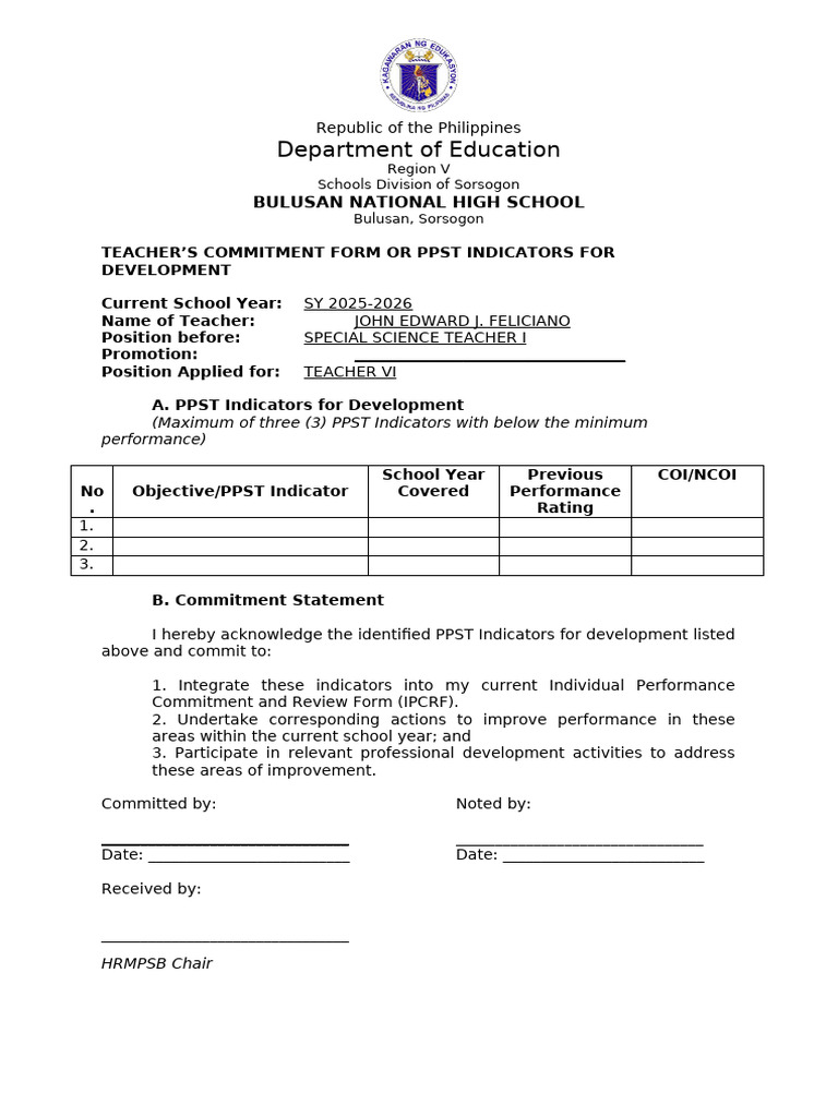Commitment Form | PDF