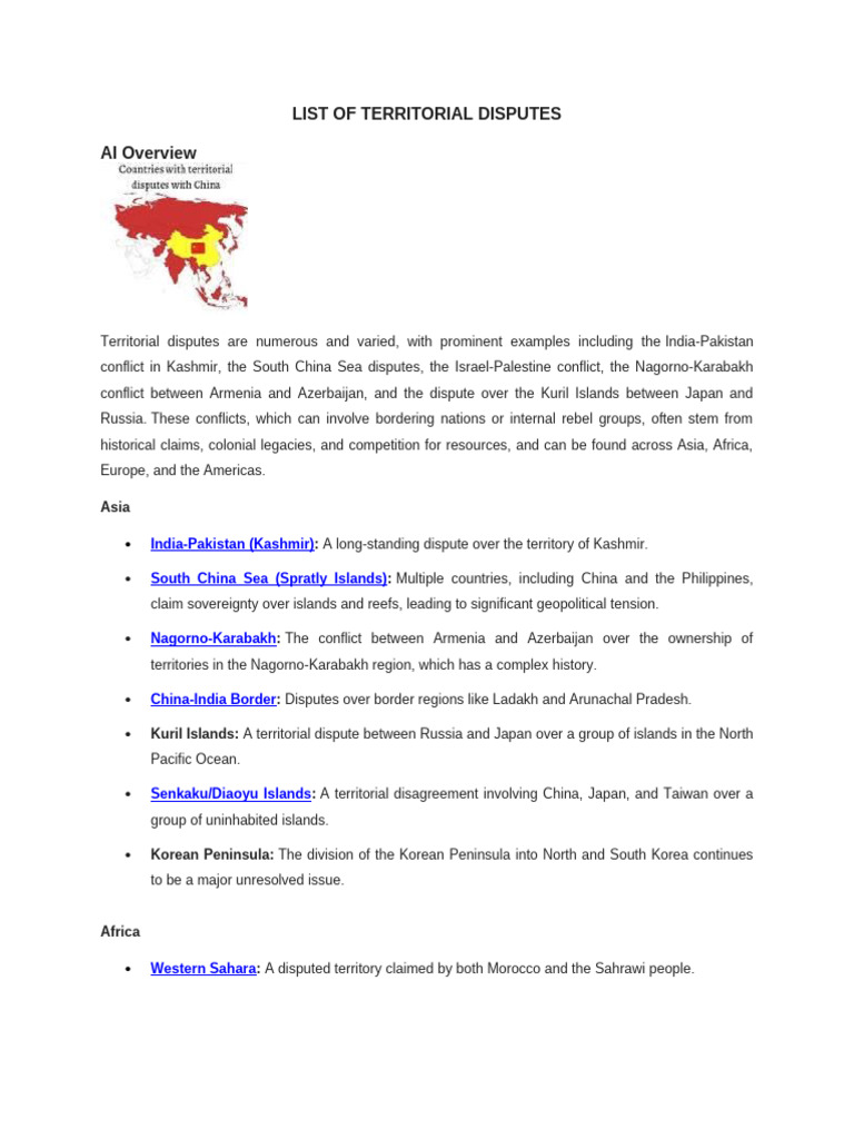 Global Territorial Disputes Overview | PDF | International Relations