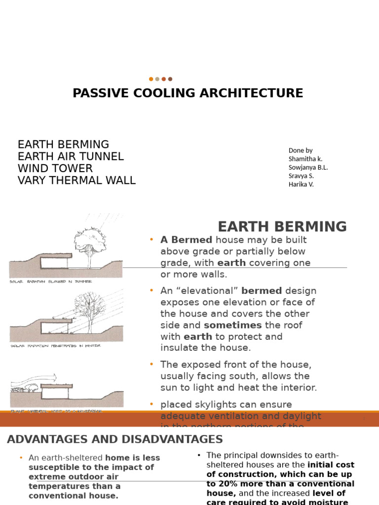 Passive Cooling Architecture: Earth Berming Earth Air Tunnel Wind Tower ...