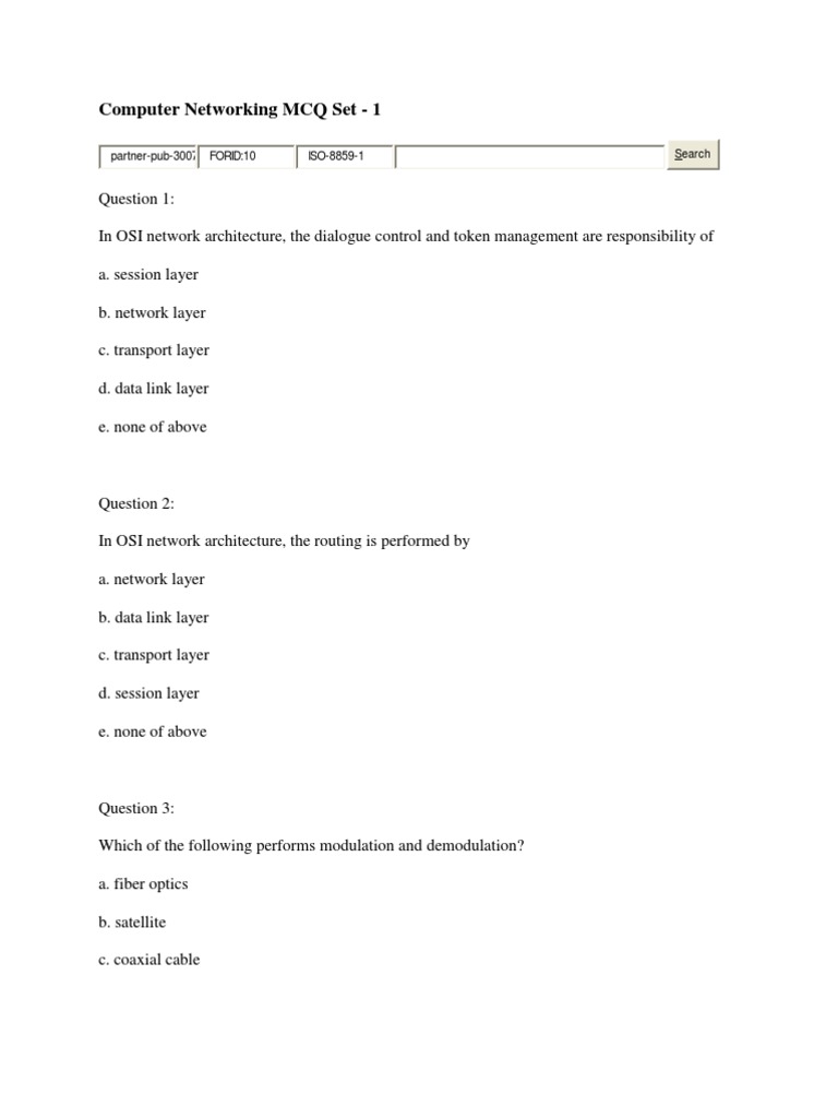 Computer Networking Mcq Set 