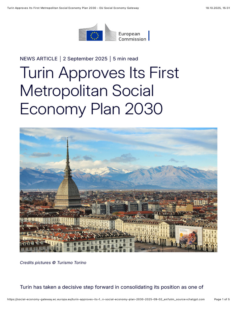 Turin Approves Its First Metropolitan Social Economy Plan 2030 - EU ...