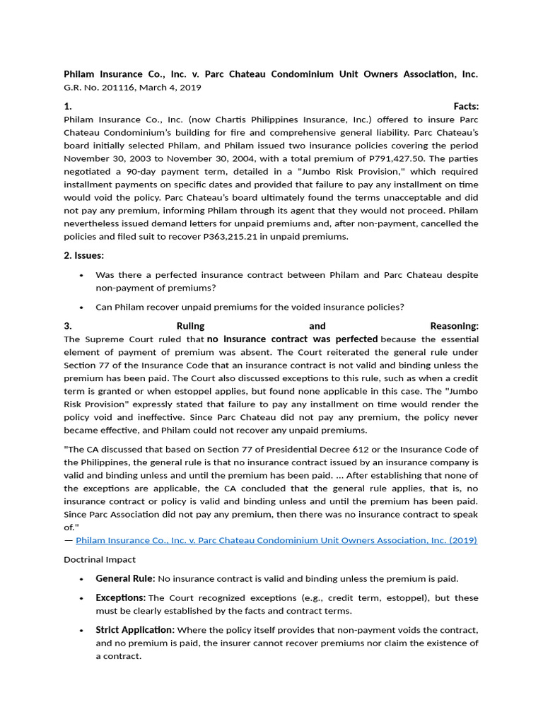 Philam Insurance Co - Insurance Premium | PDF | Insurance | Insurance ...