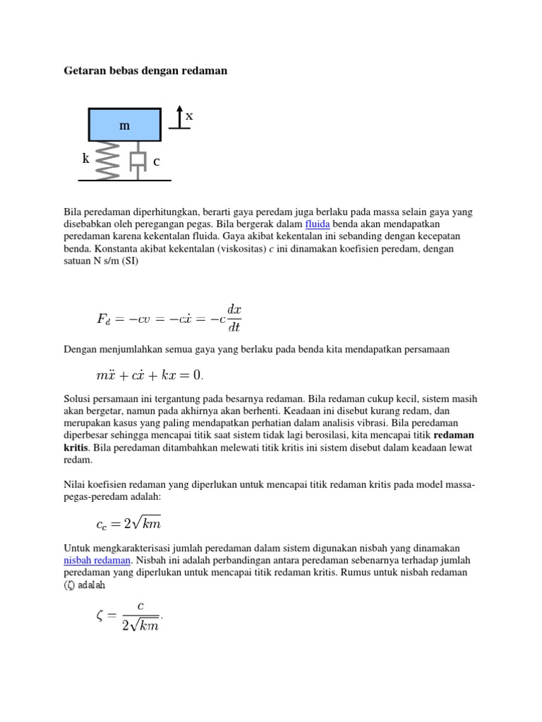 Getaran Bebas Dengan Redaman | PDF