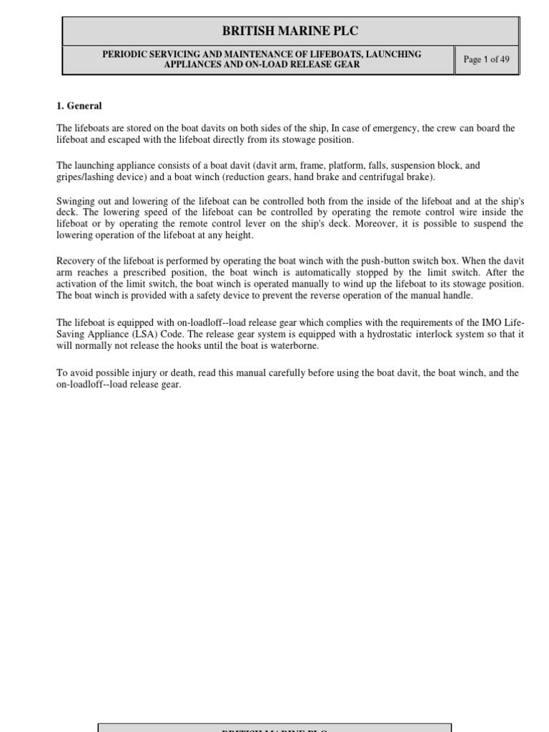 Lifeboat Maintenance Guide | PDF | Manufactured Goods | Mechanical ...