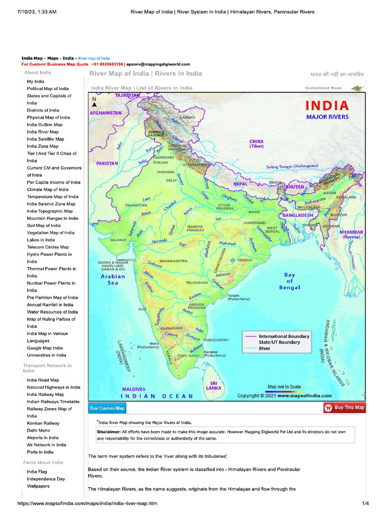 River Map of India - Rivers in India | PDF