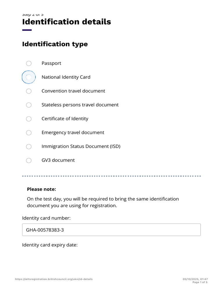 IELTS Registration | PDF | Identity Document | Government And Personhood