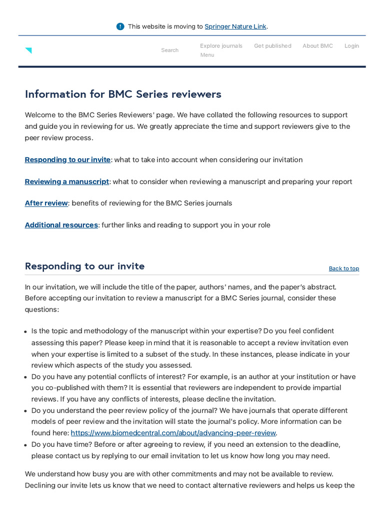 BMC Series Reviewers' Guidelines | PDF | Bio Med Central | Data