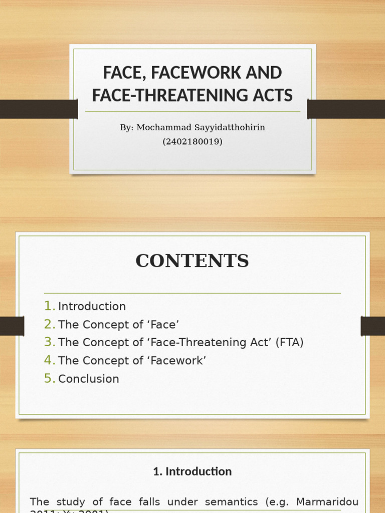 Face, Facework and Face-Threatening Acts | PDF | Human Communication ...