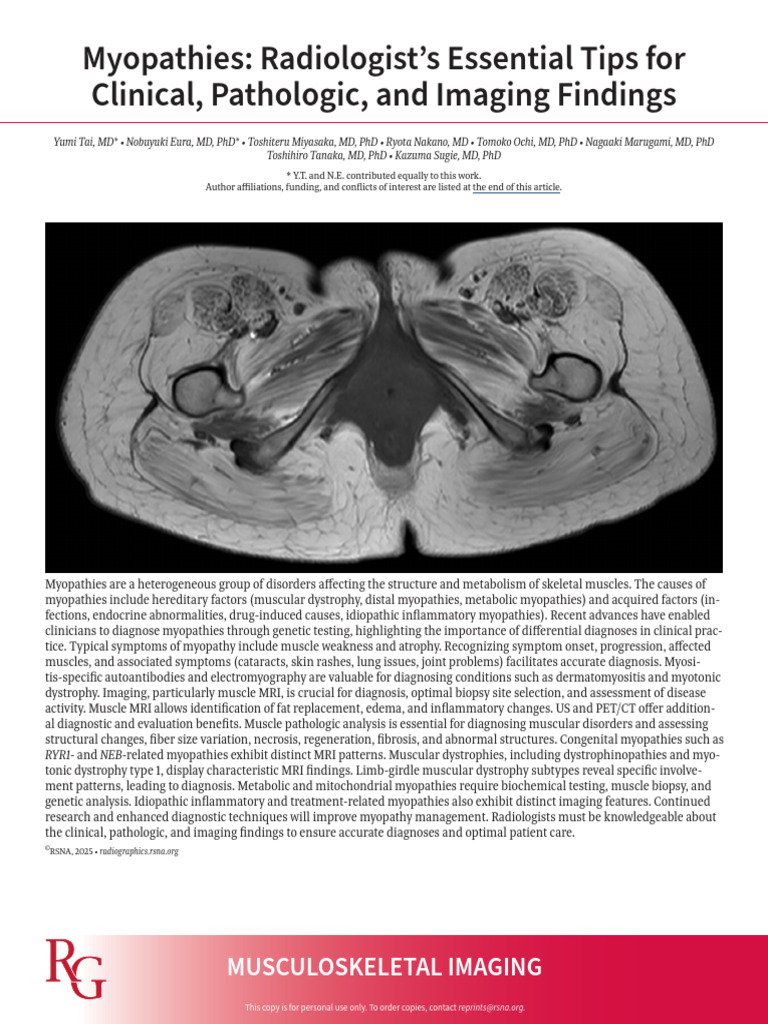 Myopathy Imaging: Key Clinical Insights | PDF | Human Leg | Muscular ...