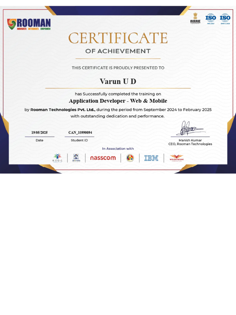 Rooman Certificate | PDF