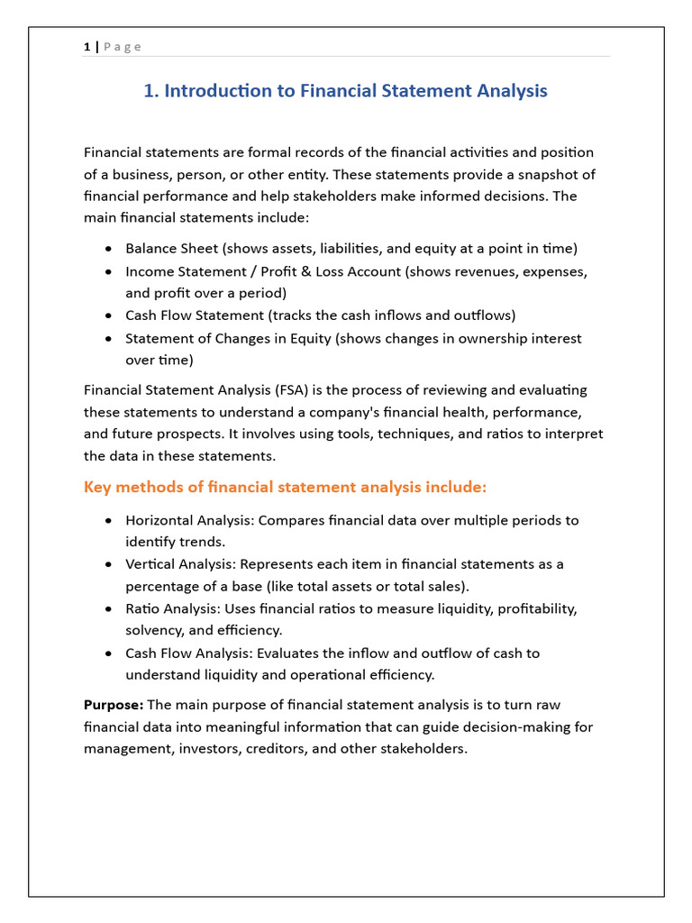 Introduction To Financial Statement Analysis | PDF | Financial ...