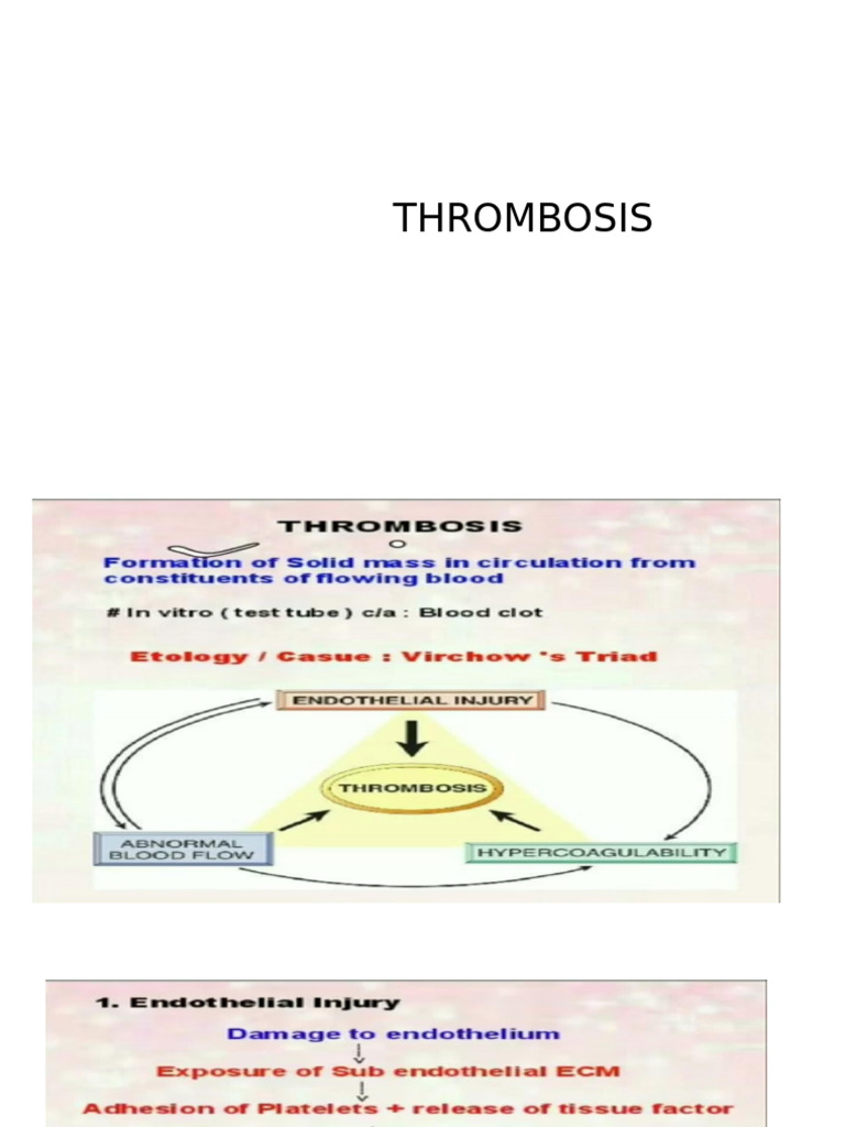 Thrombosis, Fate of Thrombosis, Sites, Signs, Types. | PDF