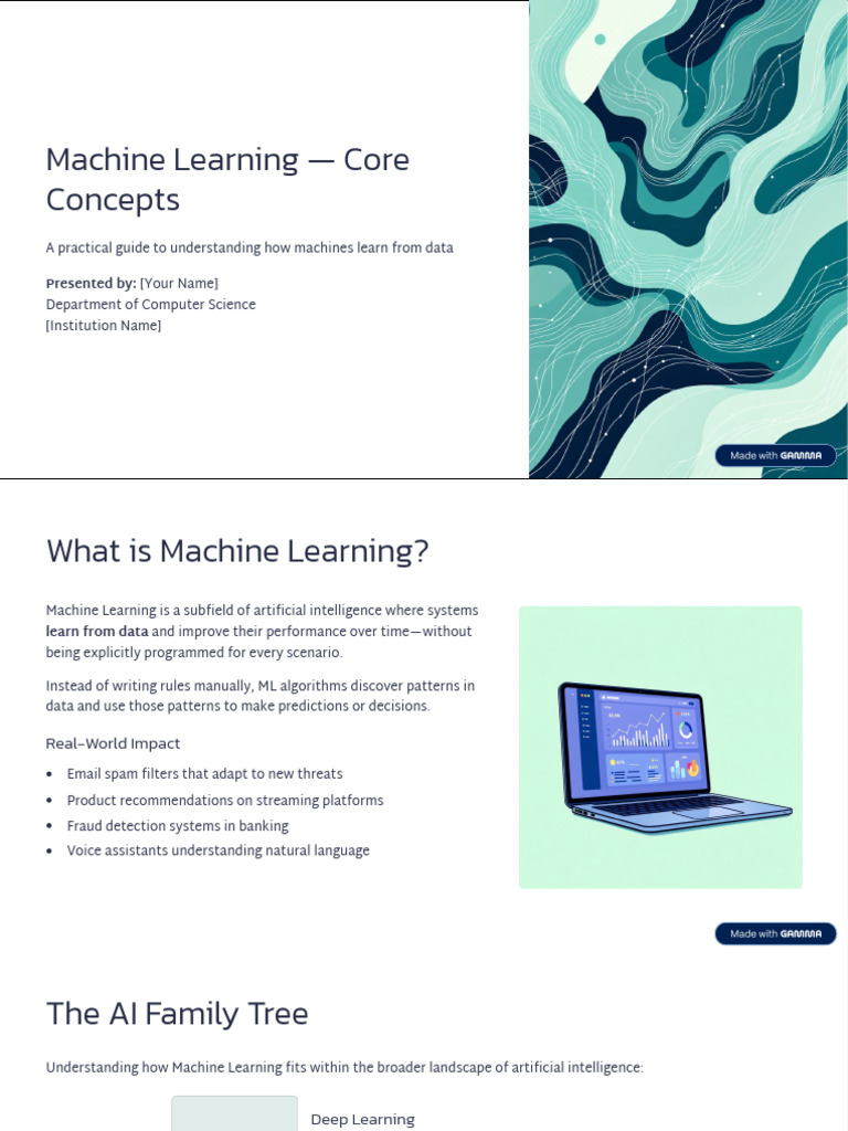 Machine Learning Core Concepts | PDF | Machine Learning | Artificial ...