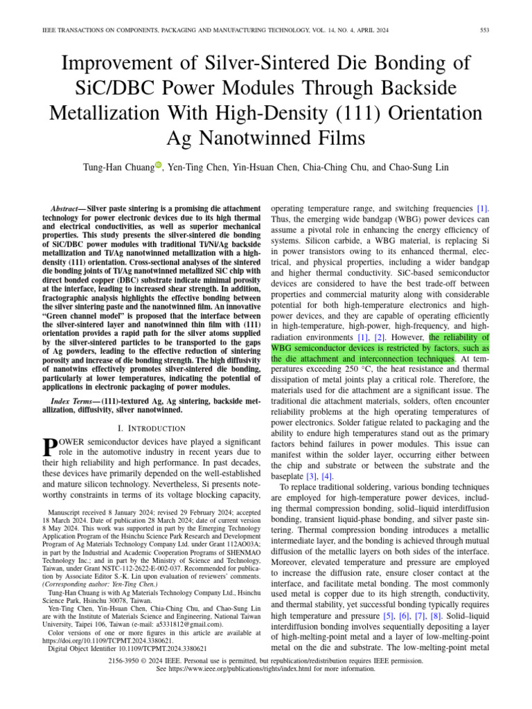 Improvement of Silver-Sintered Die Bonding of SiC DBC Power Modules ...