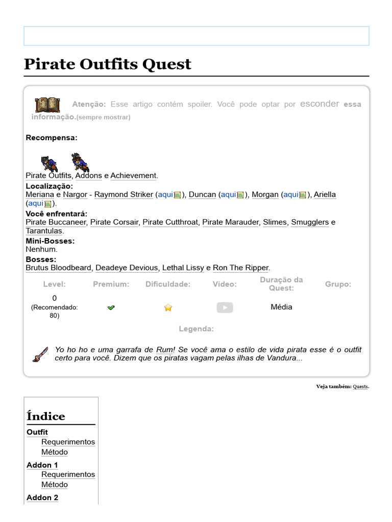 Tibia Pirate Outfit Quest Guide | PDF | Robbery | Piracy