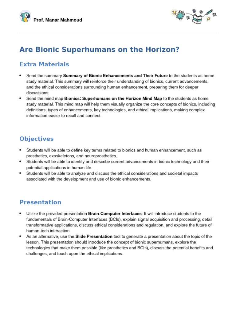 Are Bionic Superhumans On The Horizon | PDF | Prosthesis | Cognitive ...