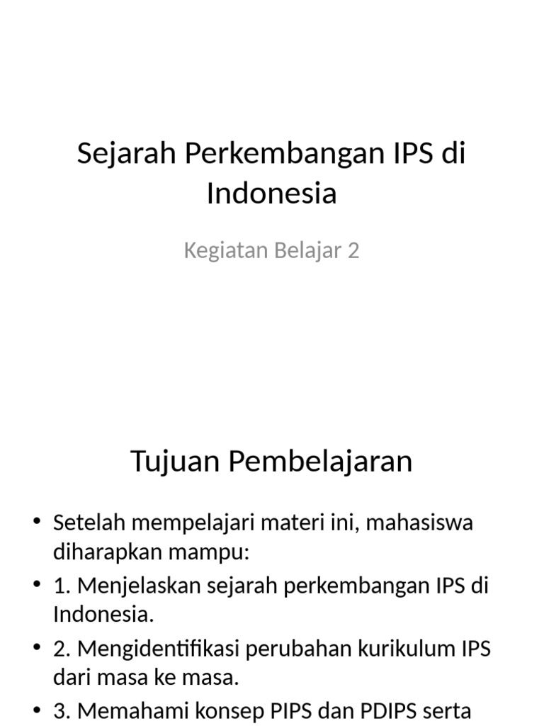 Sejarah Perkembangan IPS Di Indonesia | PDF