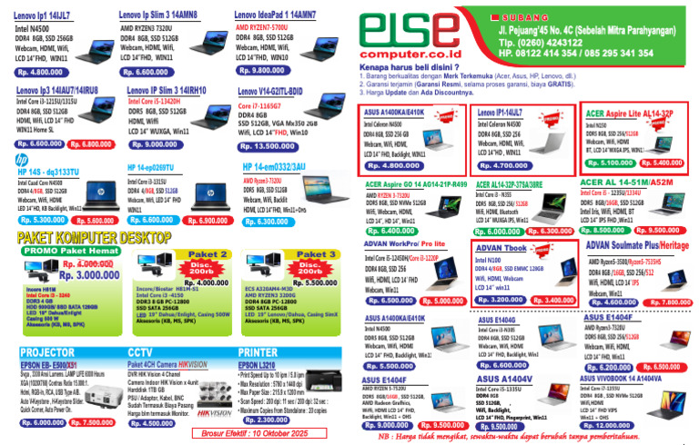 Brosur ELSE 10 Oktober 2025 | PDF | Electronics | Personal Computers