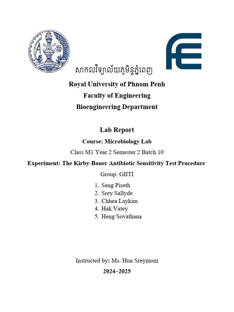 Kirby-Bauer Antibiotic Sensitivity Test Report | PDF | Organisms | Biology