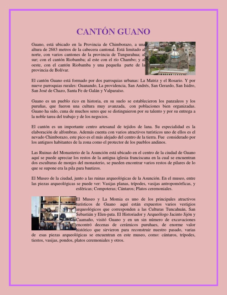 Canton Guano | PDF | Ciencias sociales | Viajes y turismo