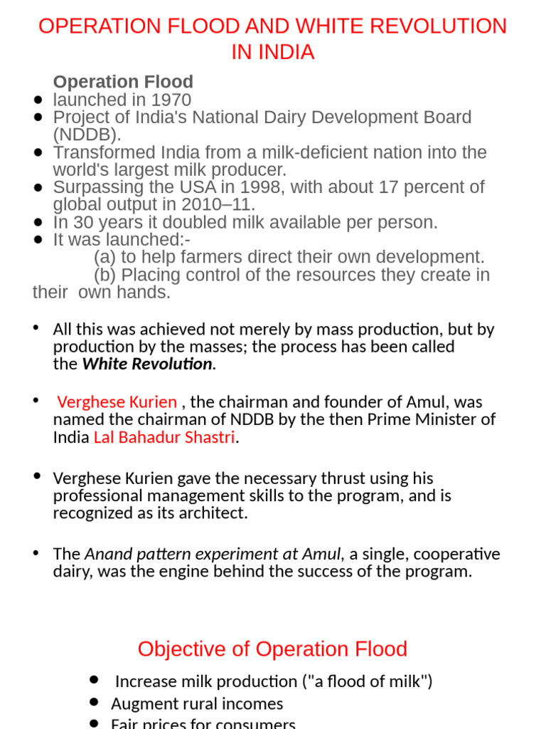 Operational Flood and White Revolution | PDF | Economy Of India | Dairy