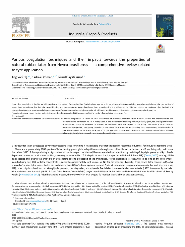 Various Coagulation Techniques and Their Impacts Towards The Properties ...