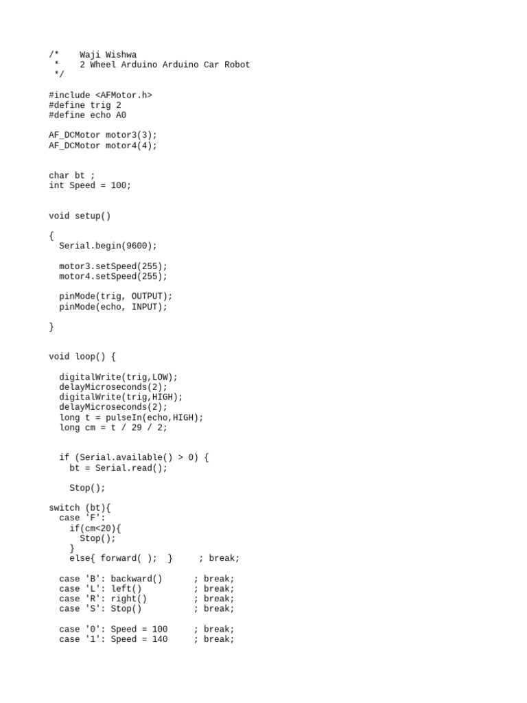 Arduino Bluetooth Car With Auto Break System and Speed Controller - Ino ...
