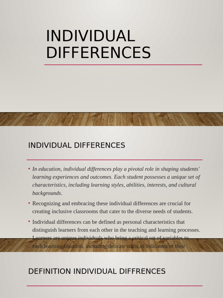 Individual Diffrences | PDF | Differentiated Instruction | Learning