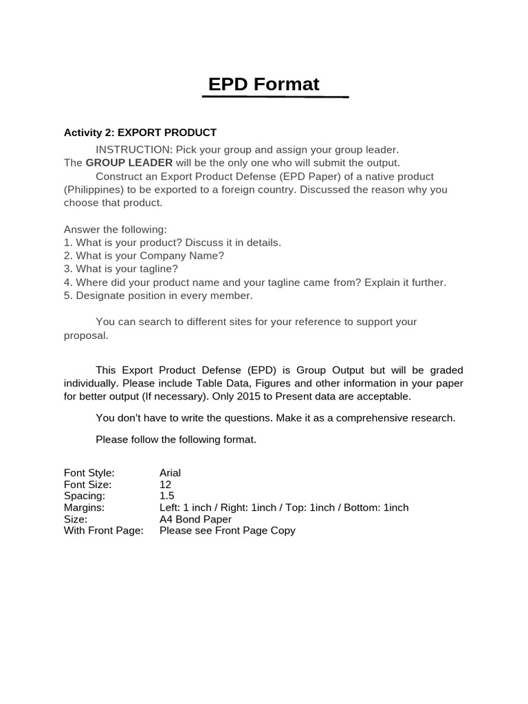 Activity 2 EPD Introduction | PDF