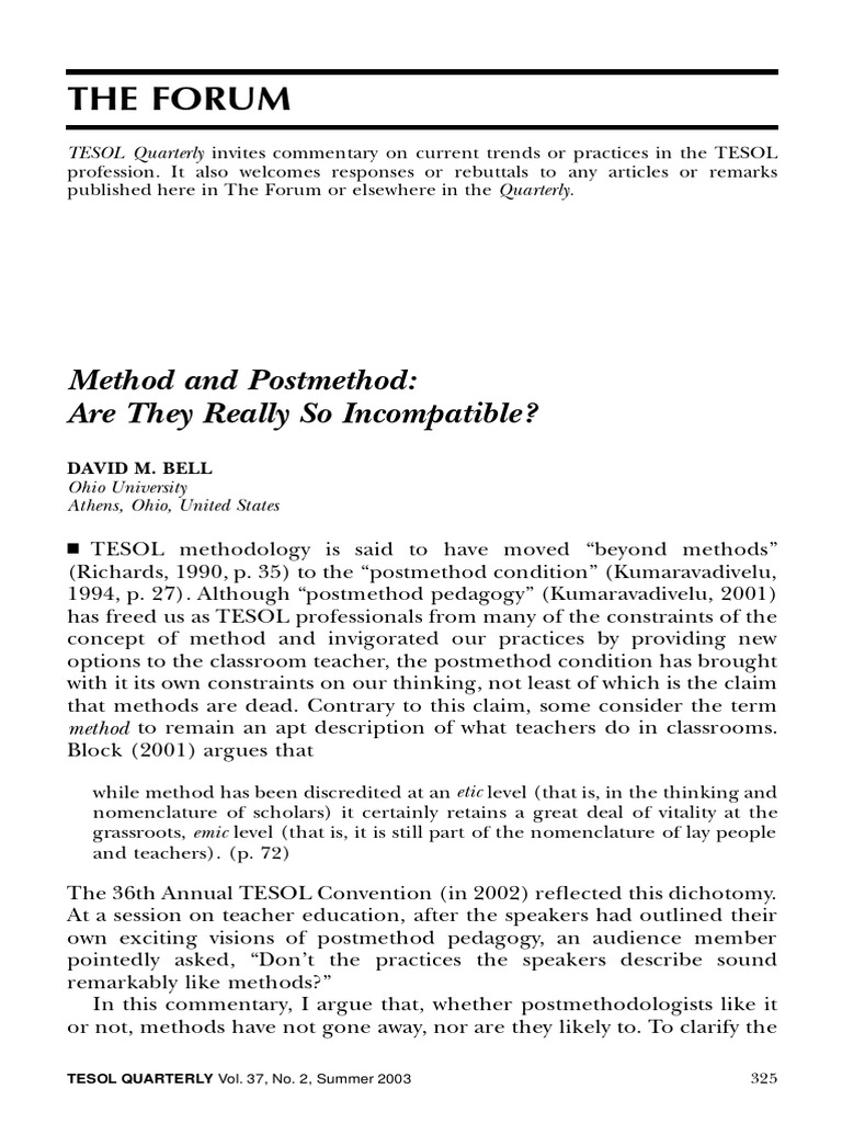 Method and Postmethod Are They Really So | PDF | Pedagogy | English As ...