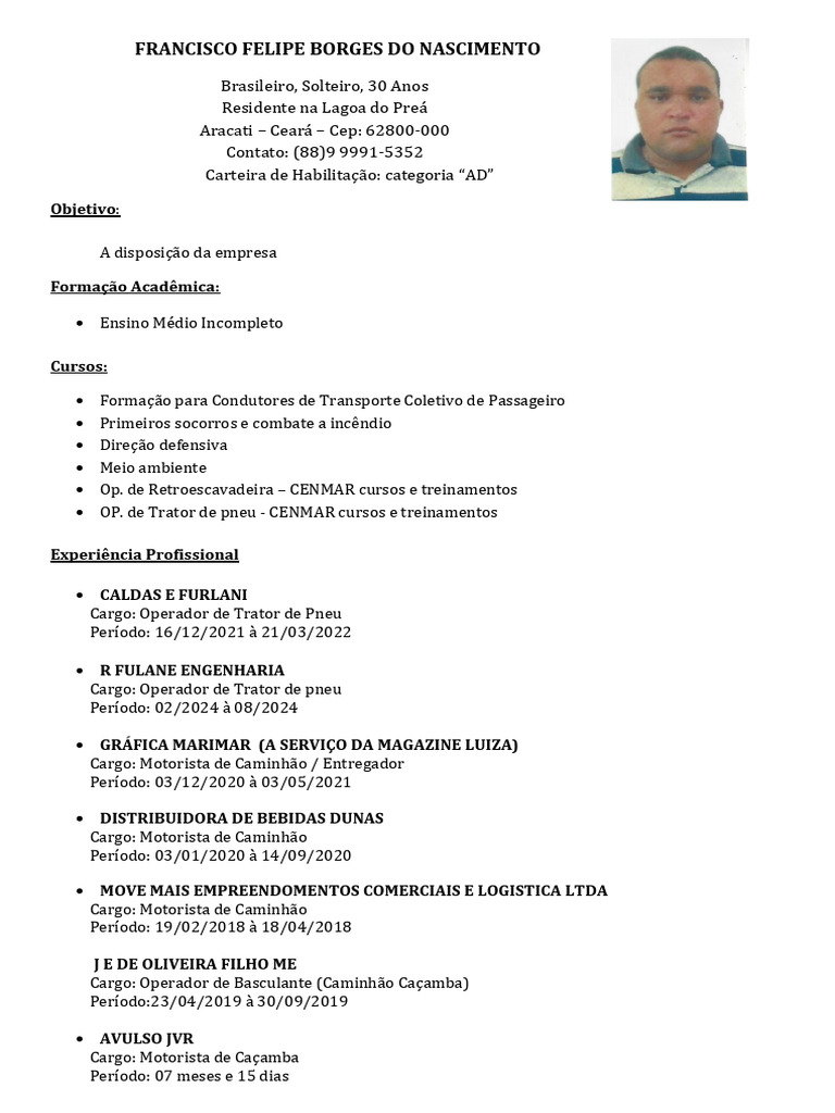 Francisco Felipe Borges Do Nascimento | PDF