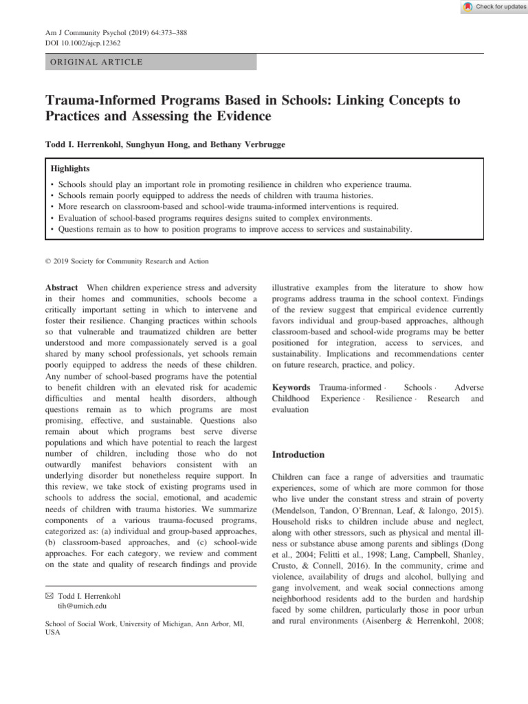 Trauma-Informed School Programs Overview | PDF | Psychological Trauma ...
